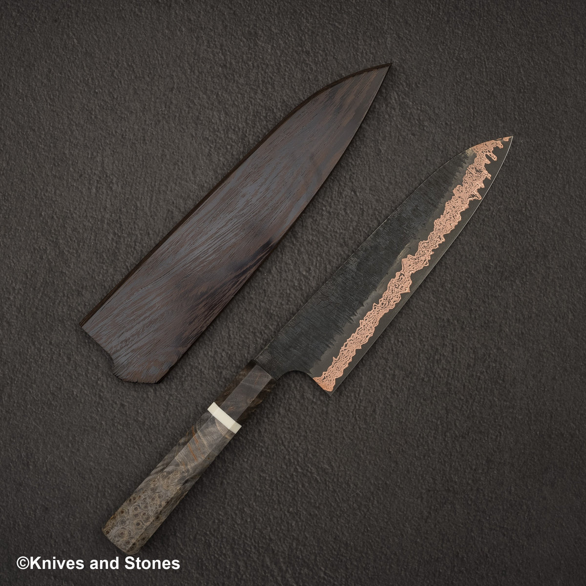 Hatsukokoro x Nigara Yorokobi SLD Copper Tsuchime Damascus Gyuto 210mm – Knives and Stones