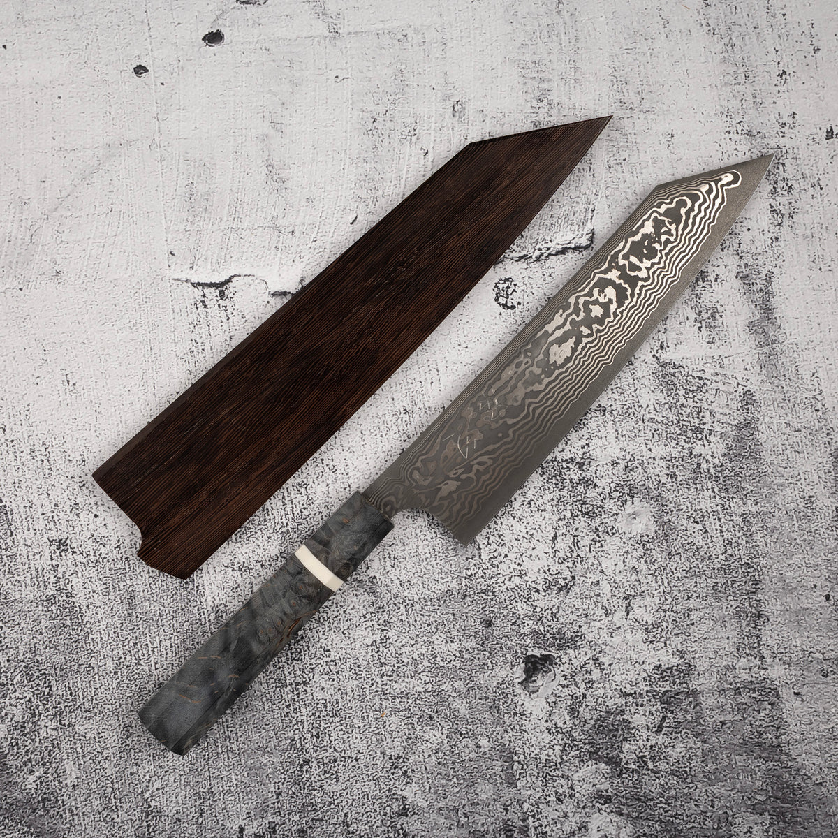 Hatsukokoro x Nigara Yorokobi Special SLD Kurouchi Damascus K tip Gyut ...